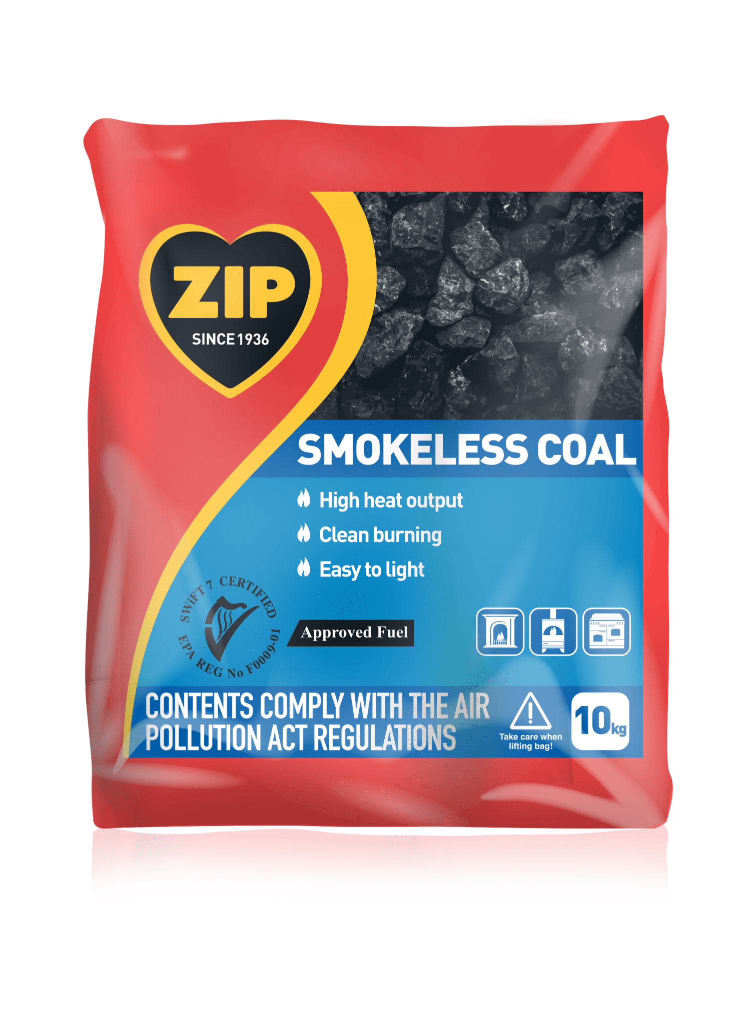 Zip Smokeless coal bag 3d face on red bag - Shelflife Magazine